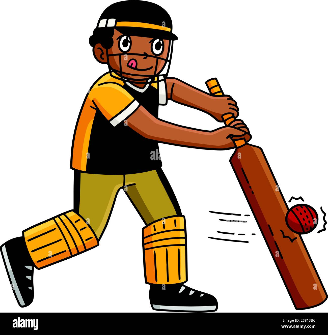Cricket Player Hitting the Ball Cartoon Clipart Stock Vector Image ...