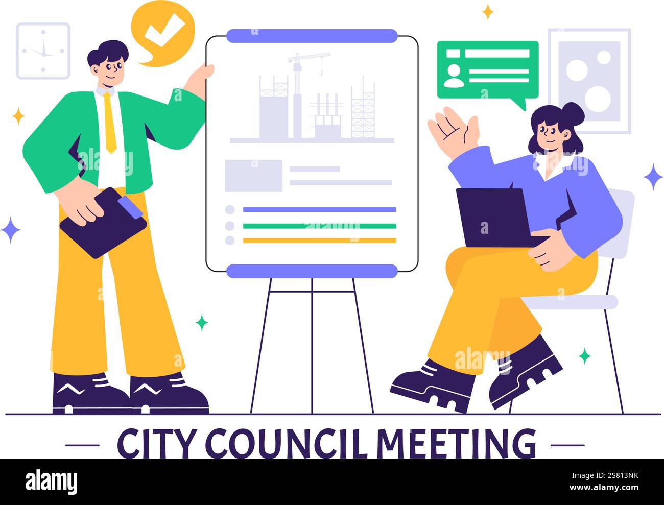 City Council Meeting Vector Illustration Featuring an Effective ...
