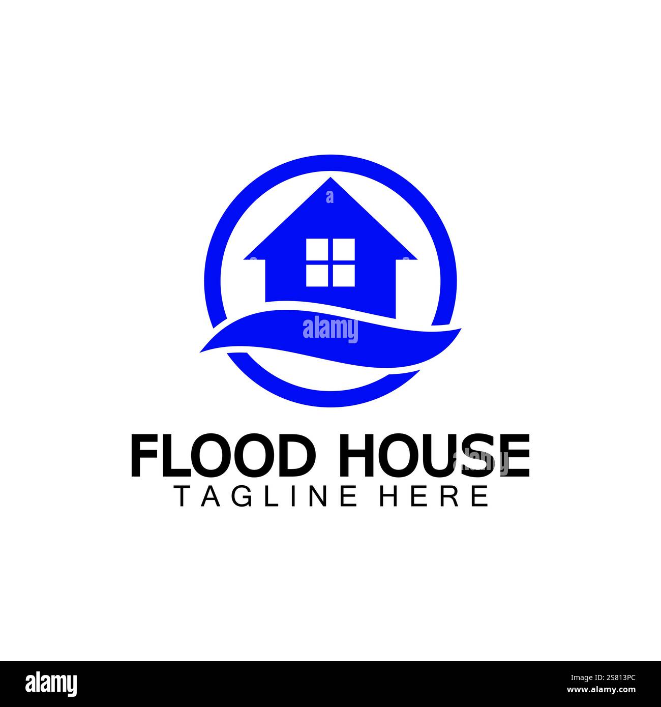 House flood icon Logo. River water natural disaster damage home vector ...