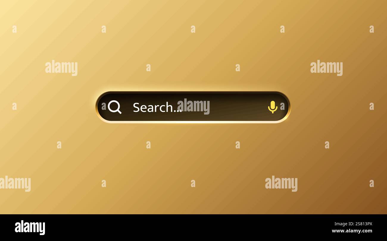 Search bar, golden style, search text input. Vector Stock Vector Image ...