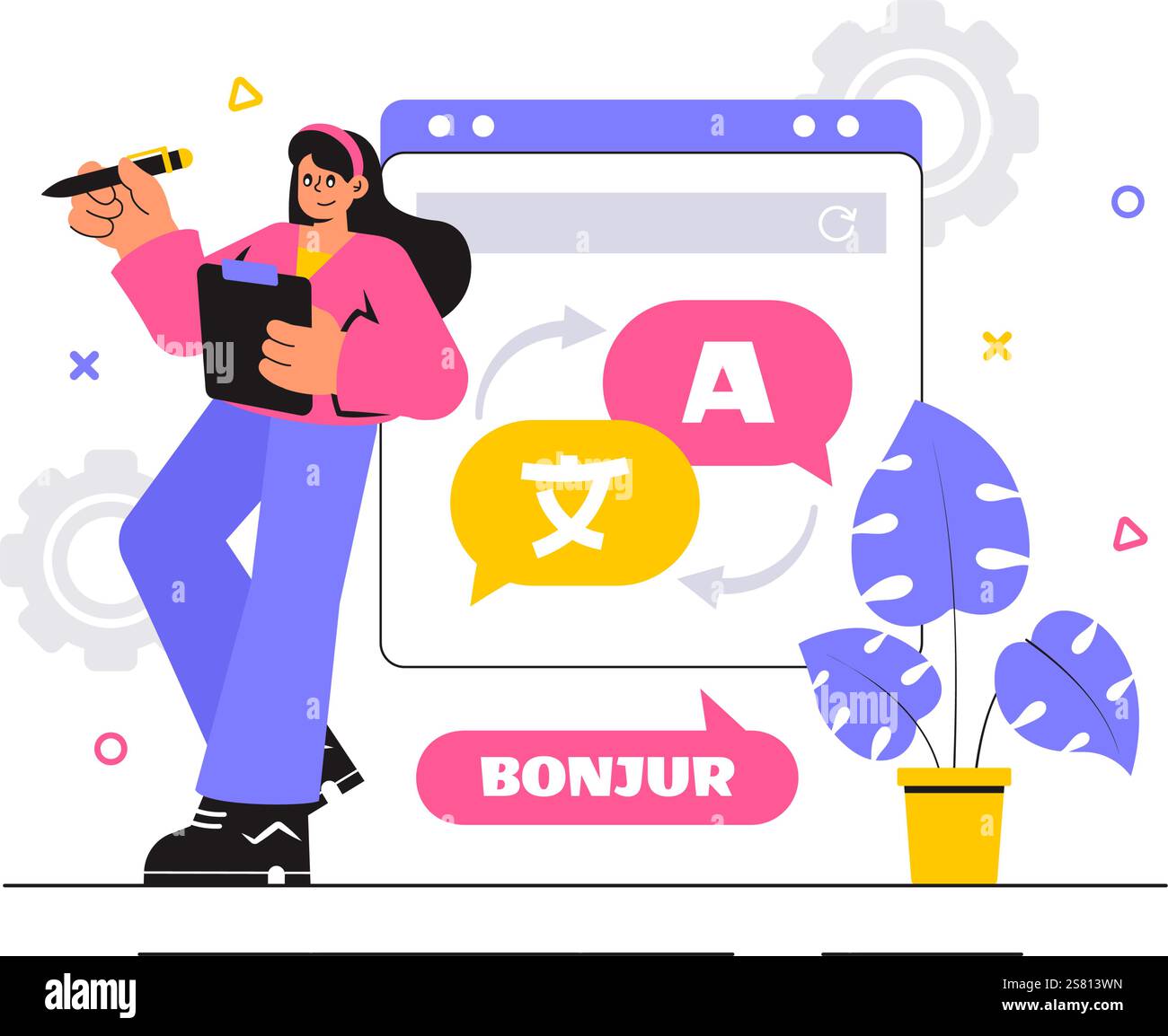 Translator Service Vector Illustration Featuring Multilanguage ...