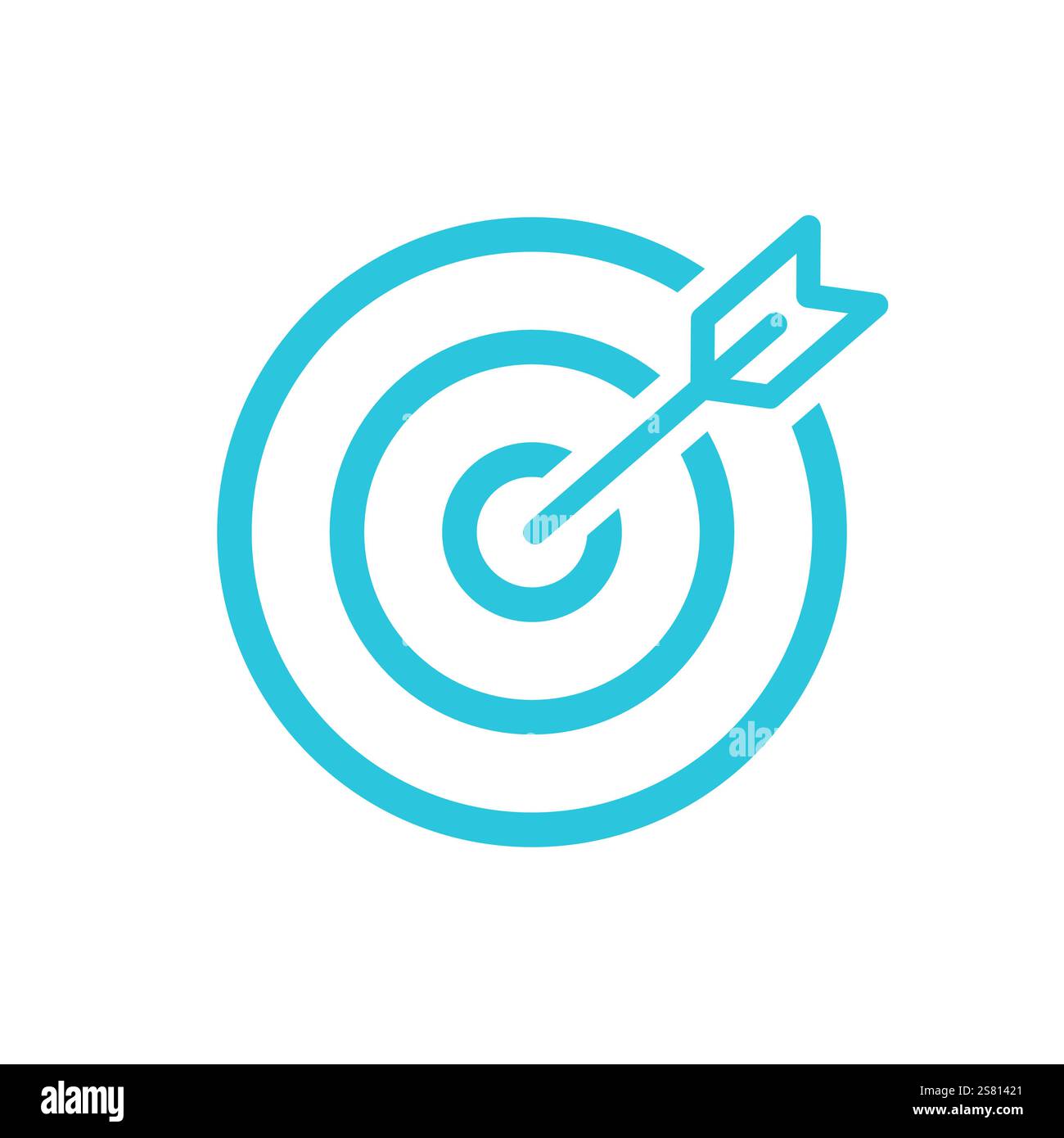 Clear Business Success Icon. Target and Arrow. Isolated on white. Blue ...