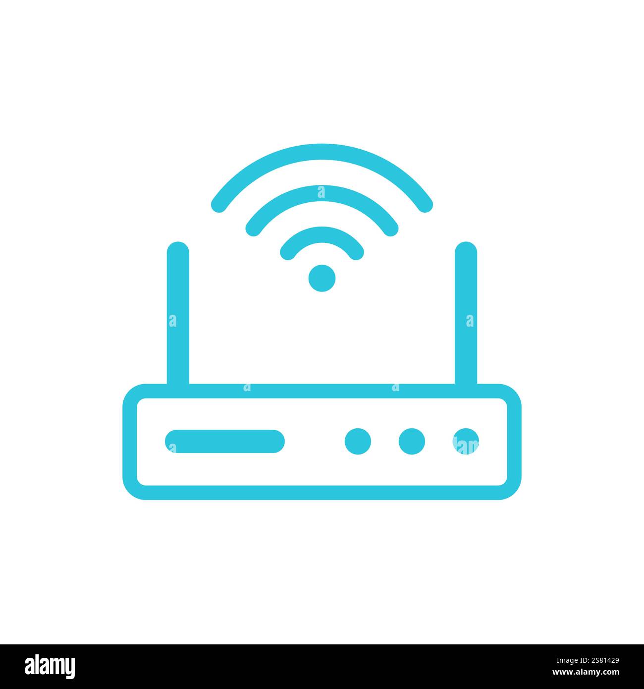 Strong and Stable Wi-Fi Signal icon. Isolated on white background. Blue ...