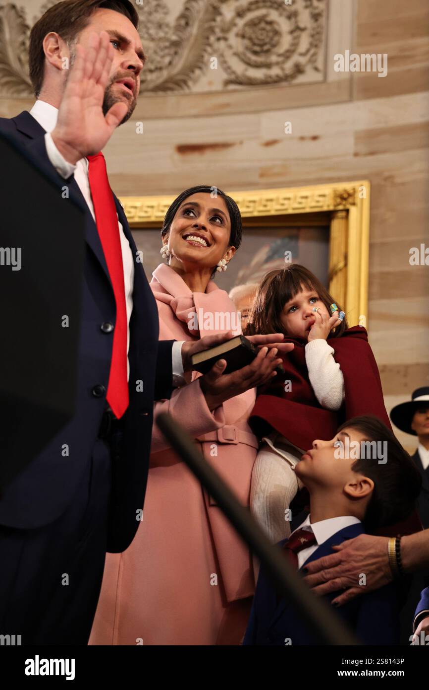 Washington, United States. 20th Jan, 2025. Usha Vance looks on as her ...