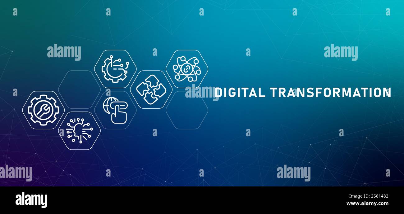 Digital transformation company technology IT change adoption to innovation modern design new ...