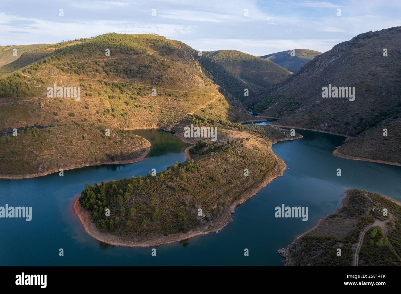 Amazing abstract landscape of Sabor lake, Tras os Montes Portugal ...