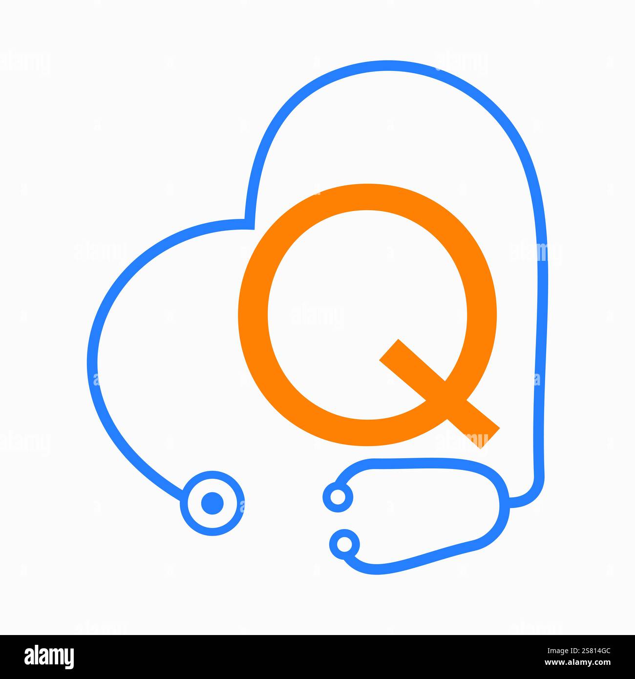 Initial Letter Q Health Care Logo Concept With Stethoscope Symbol ...