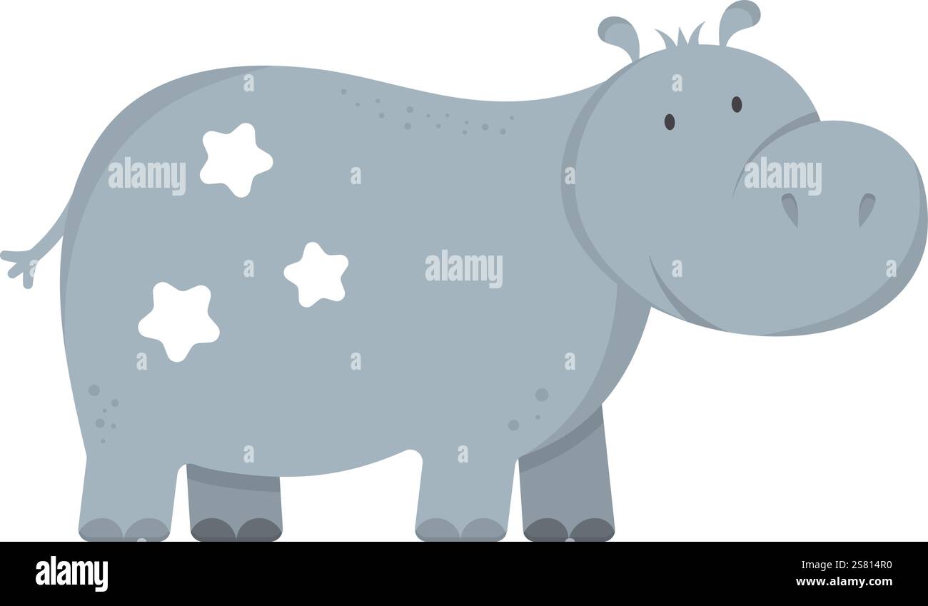 Cute smiling hippo on white background, vector eps10 illustration Stock ...