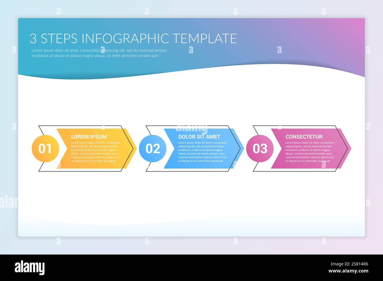 Infographic template with arrows with three steps or options, workflow ...