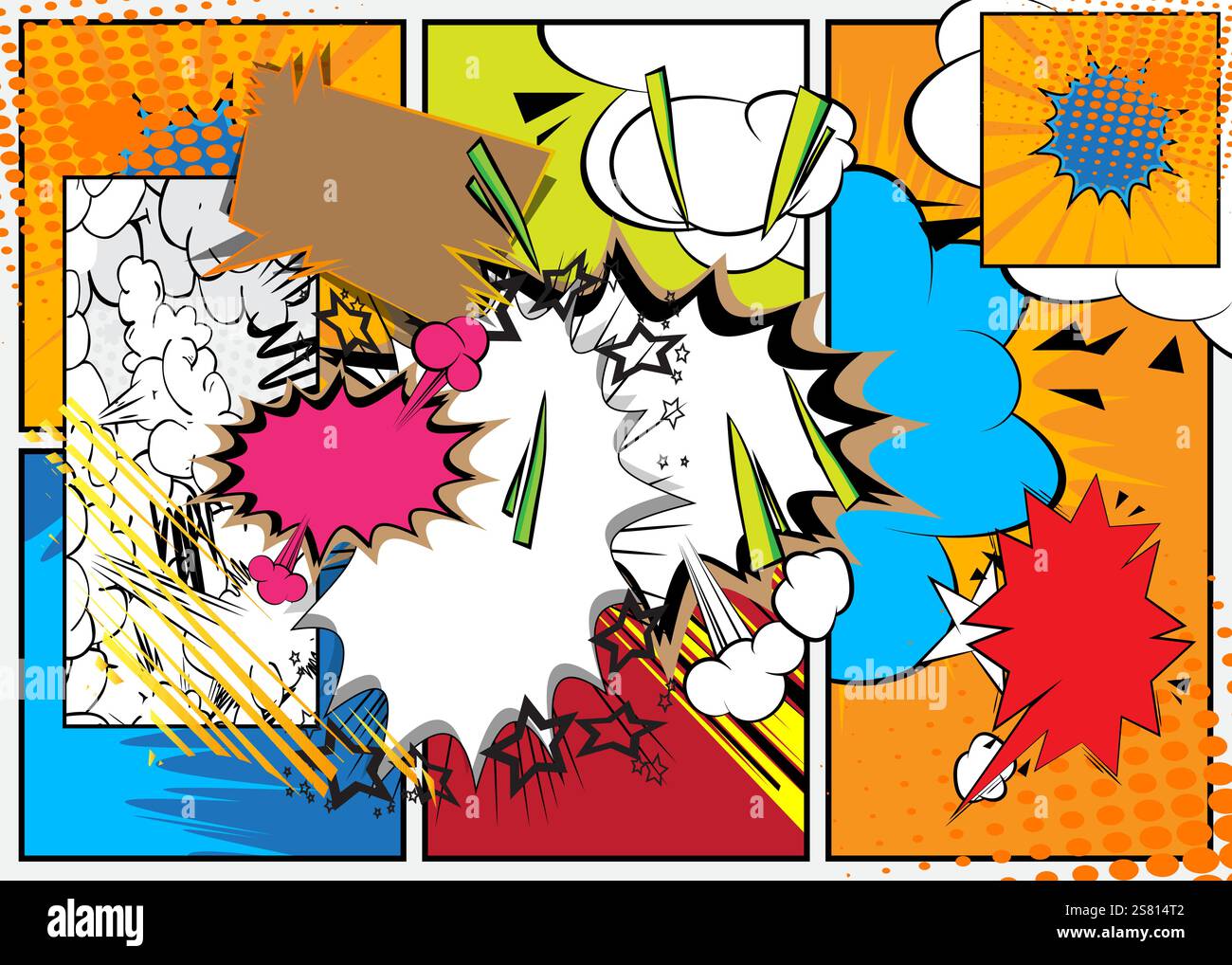 Cartoon Background, comic book burst poster. Retro vector comics pop ...