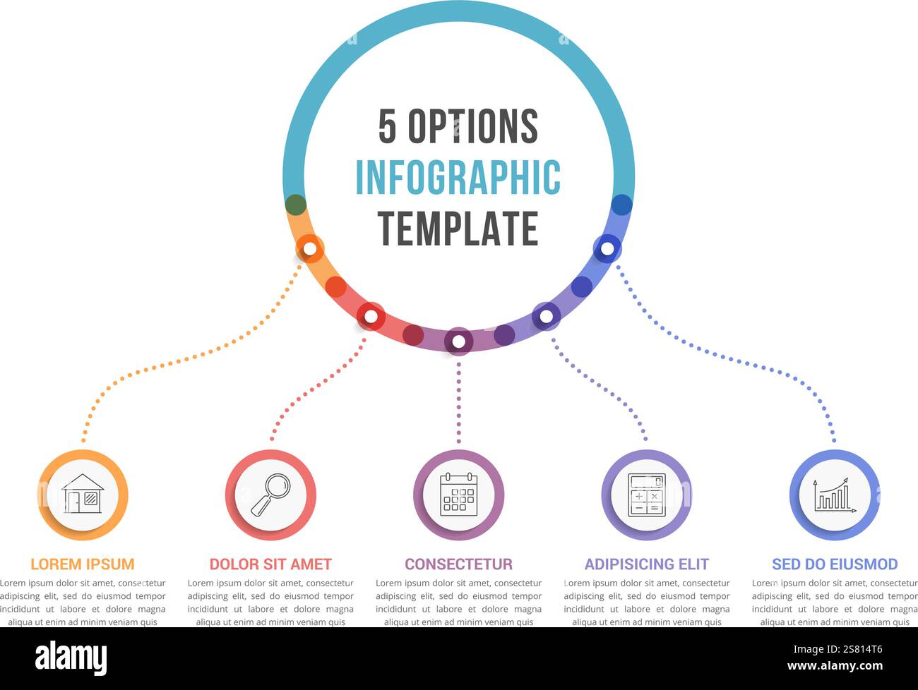 Infographic template with five steps or options, workflow, process diagram, vector eps10 ...