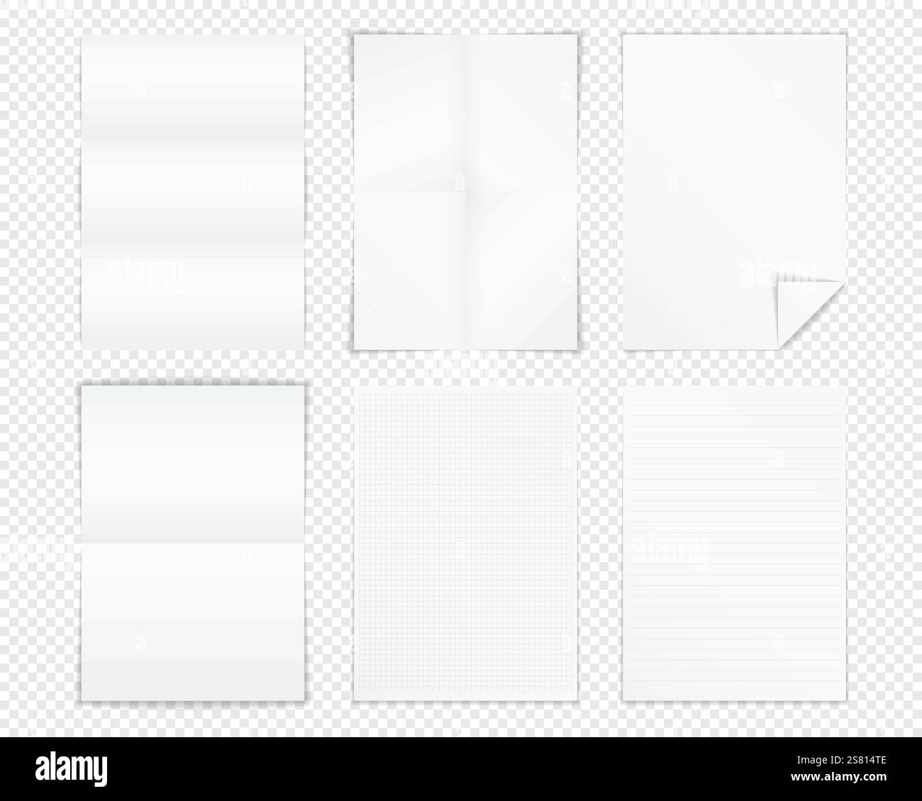 Different A4 format paper - folded paper, paper with curl, paper with ...