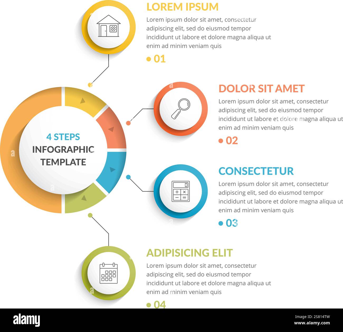 Infographic template with four steps or options, workflow or process ...