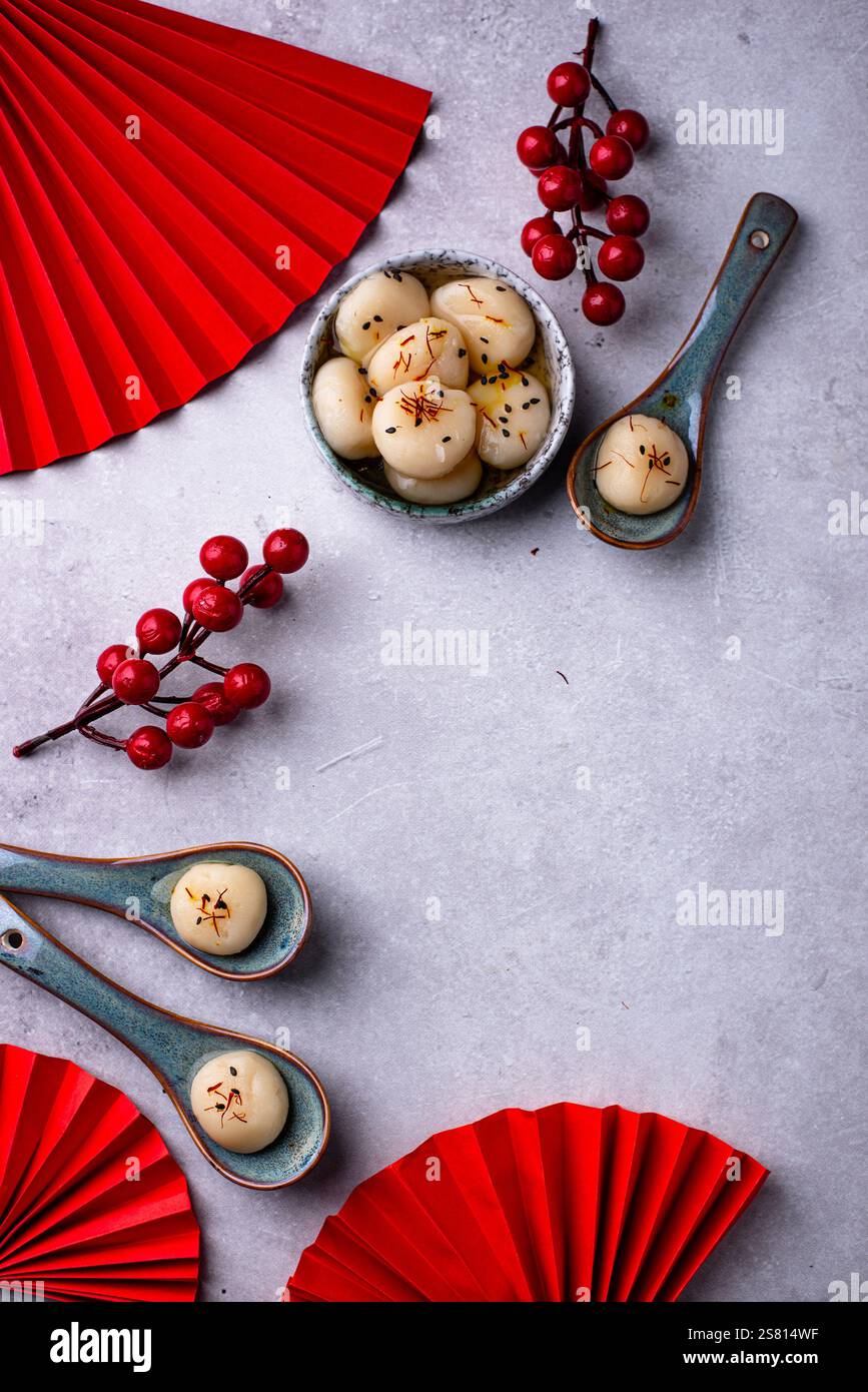 Tang yuan rice dumpling balls for Chinese lunar New year celebration ...
