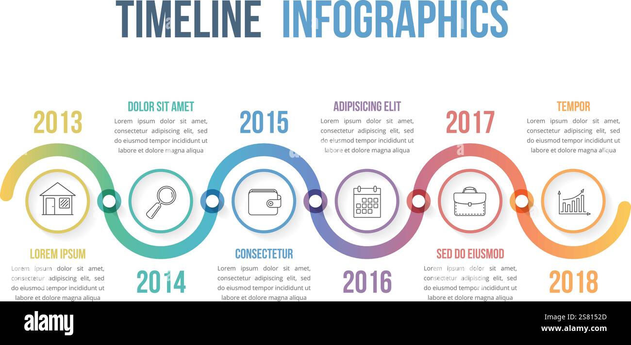 Timeline infographics template, soft color gradients, vector eps10 ...