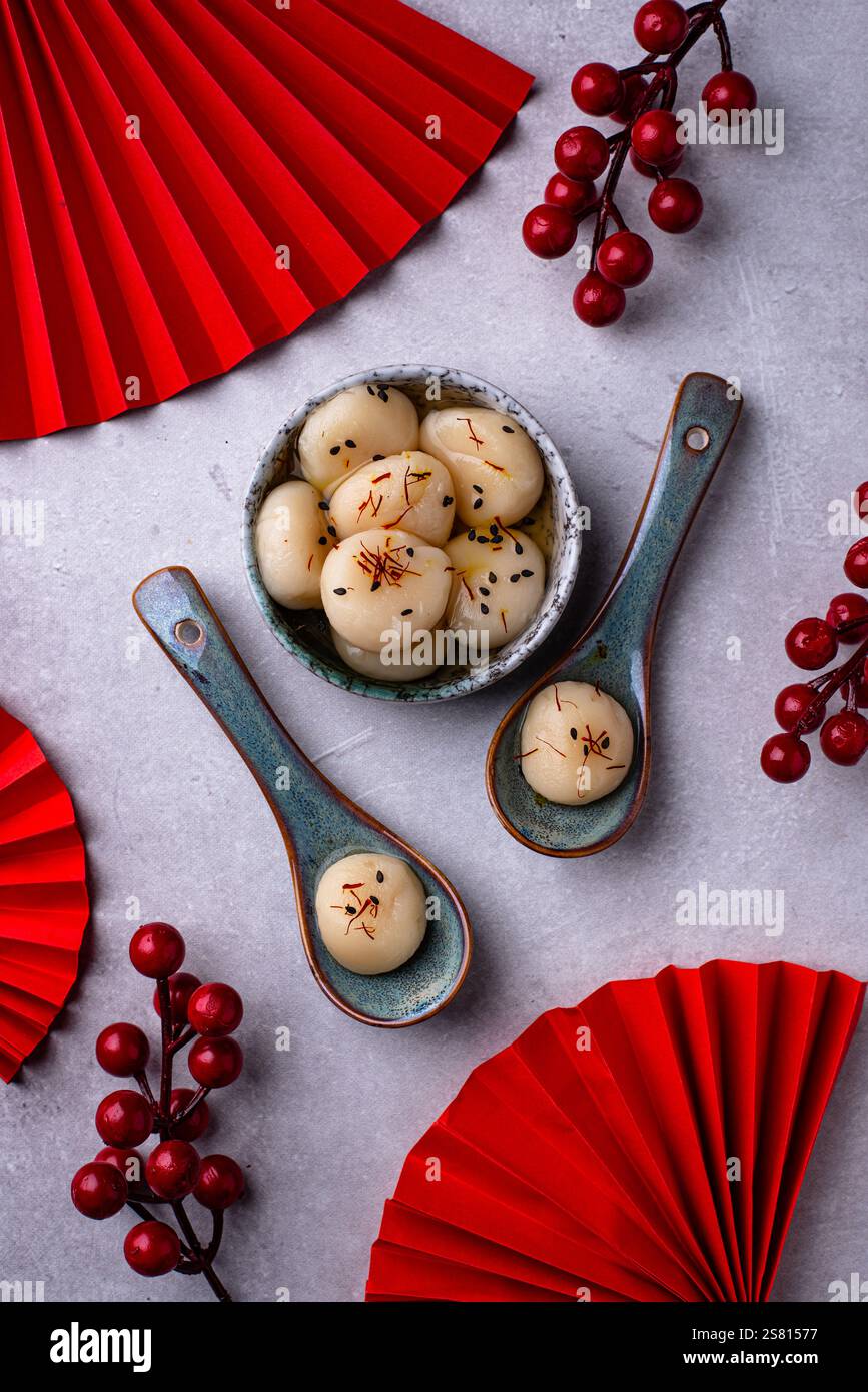 Tang yuan rice dumpling balls for Chinese lunar New year celebration ...
