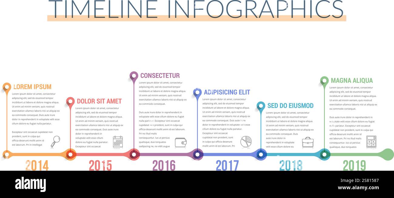 Timeline infographics template, workflow or process diagram, vector ...