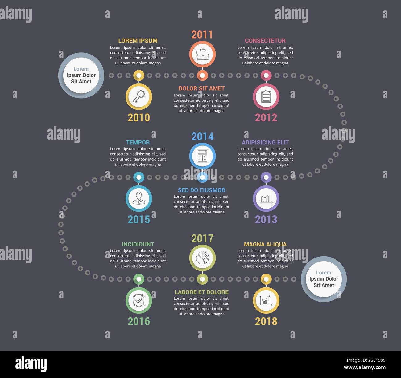 Colorful timeline infographics template with 9 steps, workflow, process ...