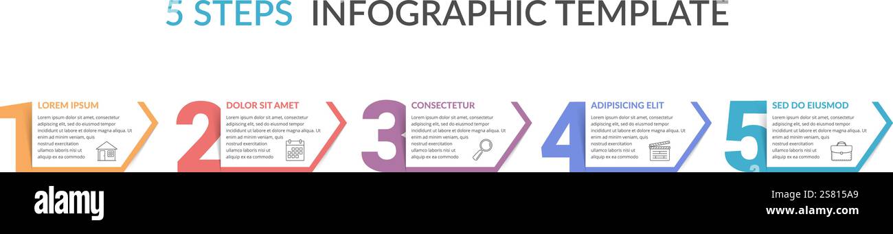 Six numbers with arrows and place for your text, six steps ...
