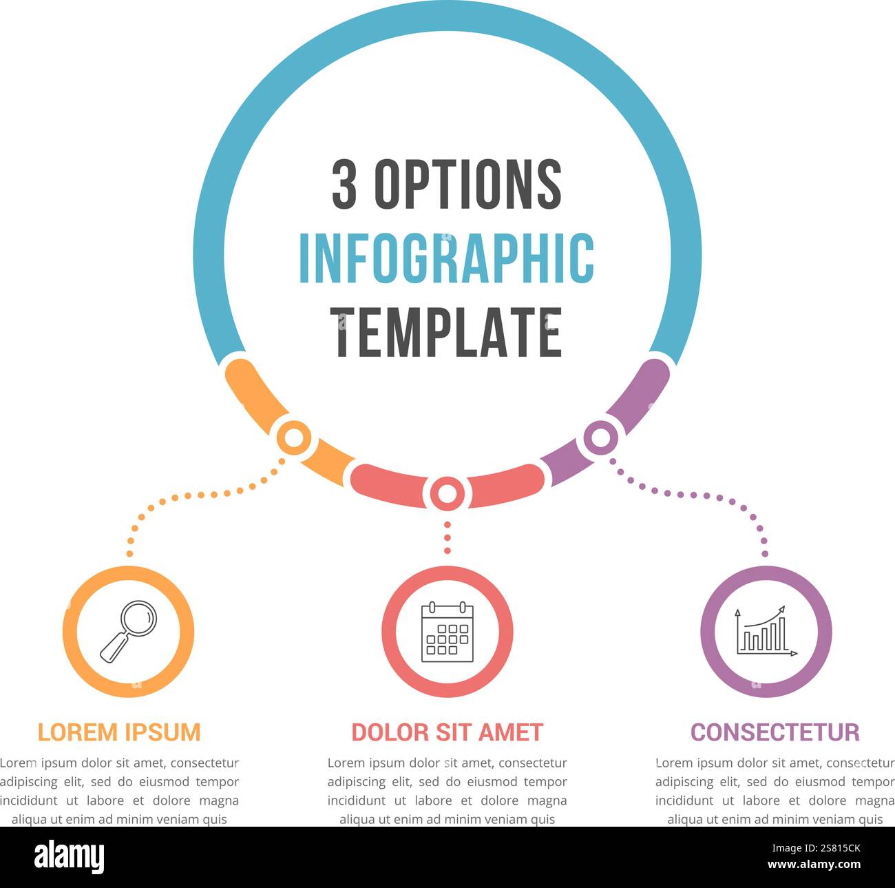 Infographic template with three steps or options, workflow, process ...