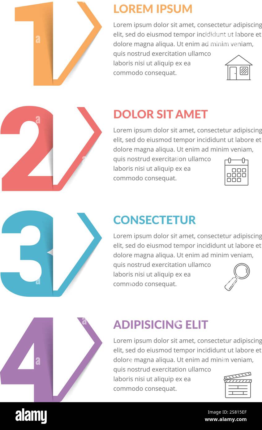 Four numbers with arrows and place for your text, four steps ...