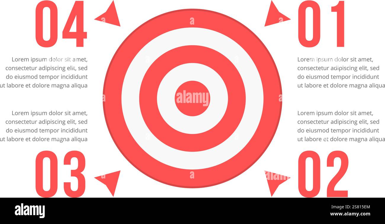 Target with four numbers and text, infographic template, vectpr eps10 ...