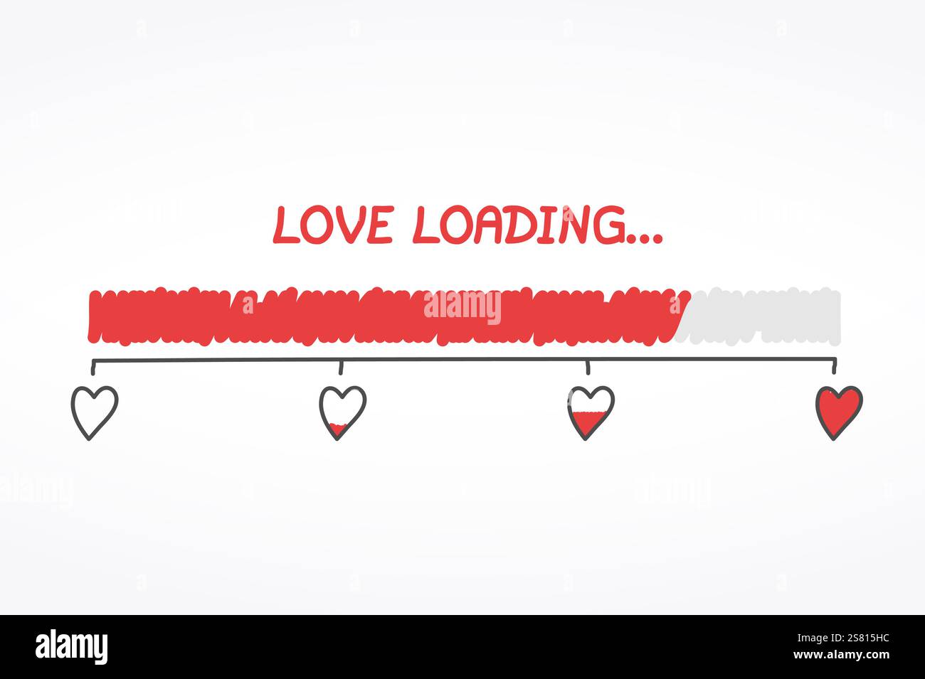 Hand drawn progress bar with hearts, vector eps10 illustration Stock ...