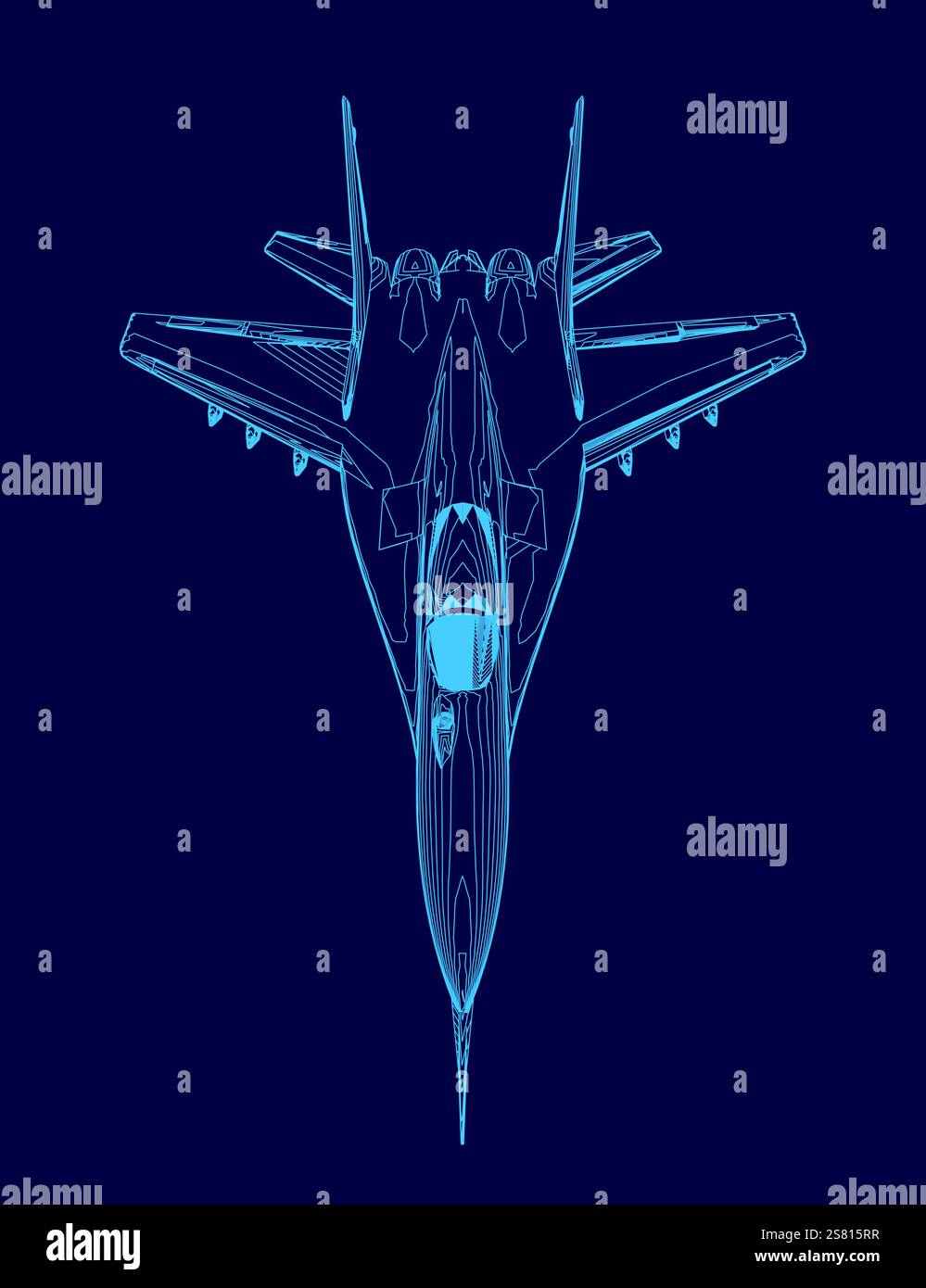 Blue jet is shown in a background. The jet is a fighter jet and is ...