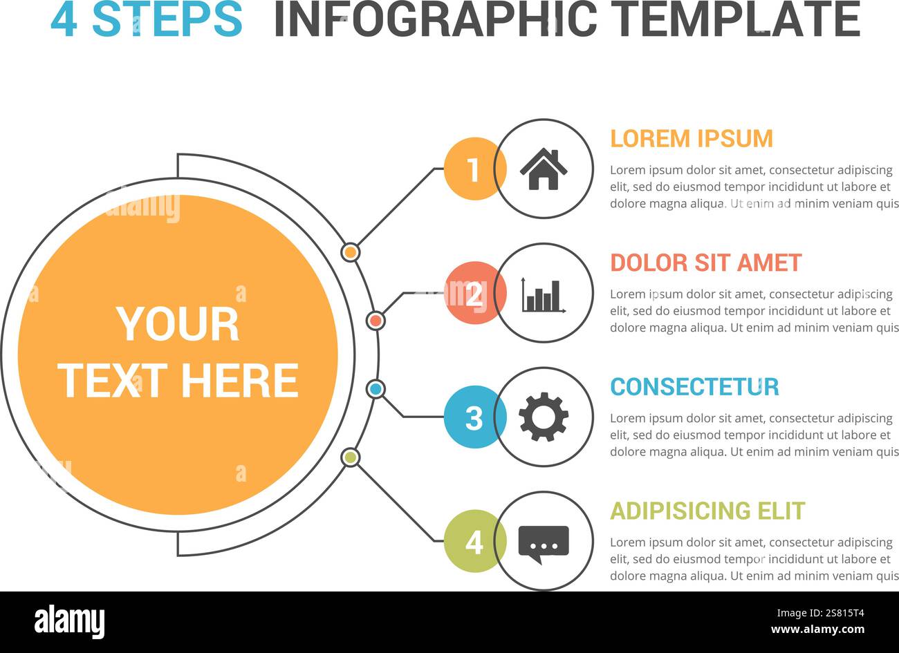 Infographic template with four steps or options, workflow, process ...