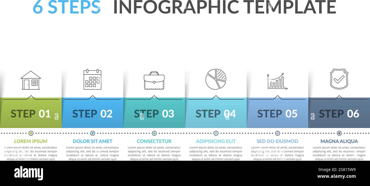 Infographic template with 6 steps, workflow, process chart, vector ...