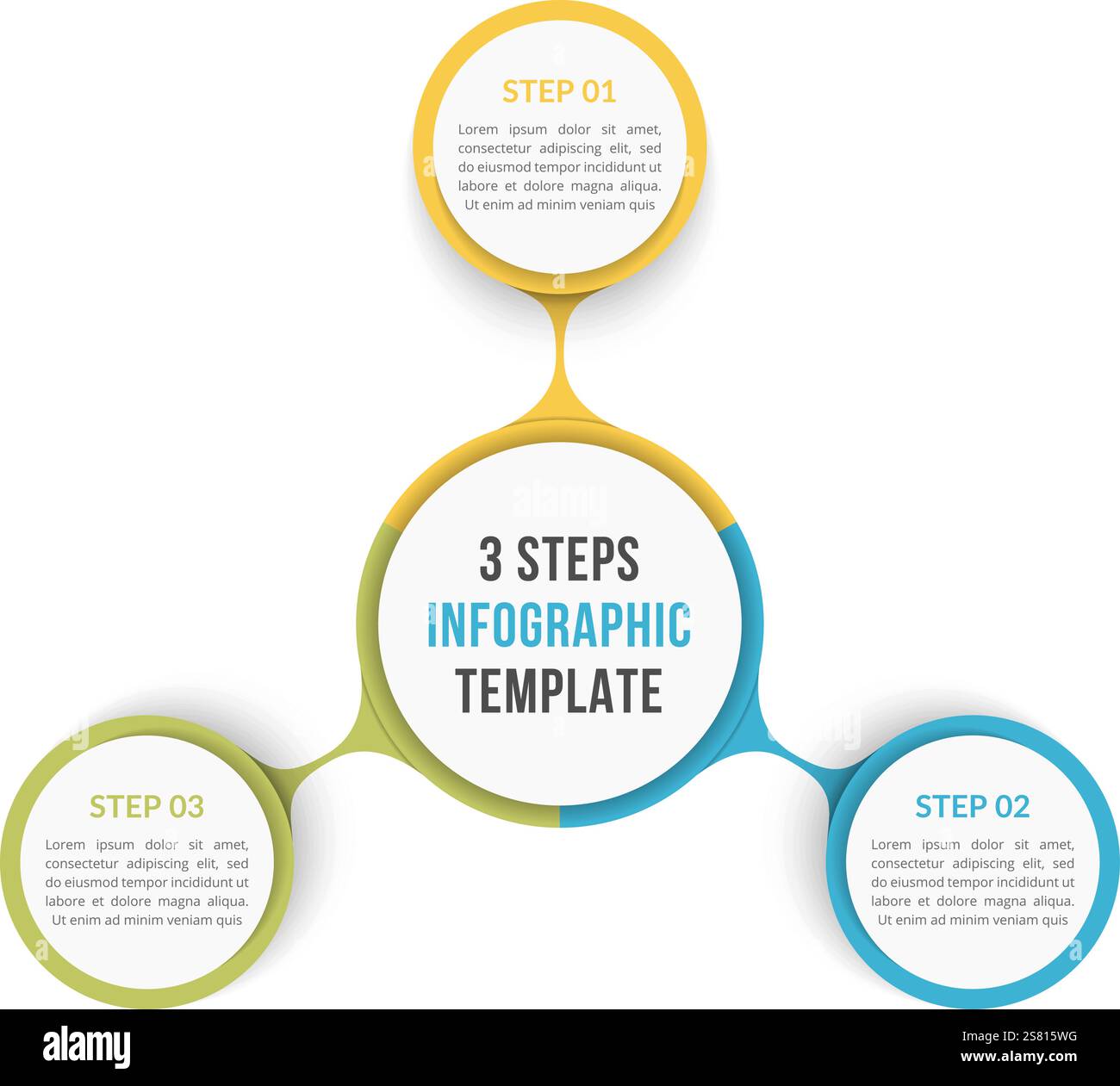 Circle infographic template with three steps or options, process ...