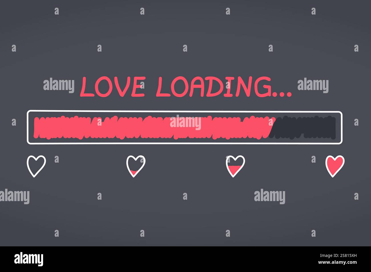 Hand drawn progress bar with hearts, vector eps10 illustration Stock ...