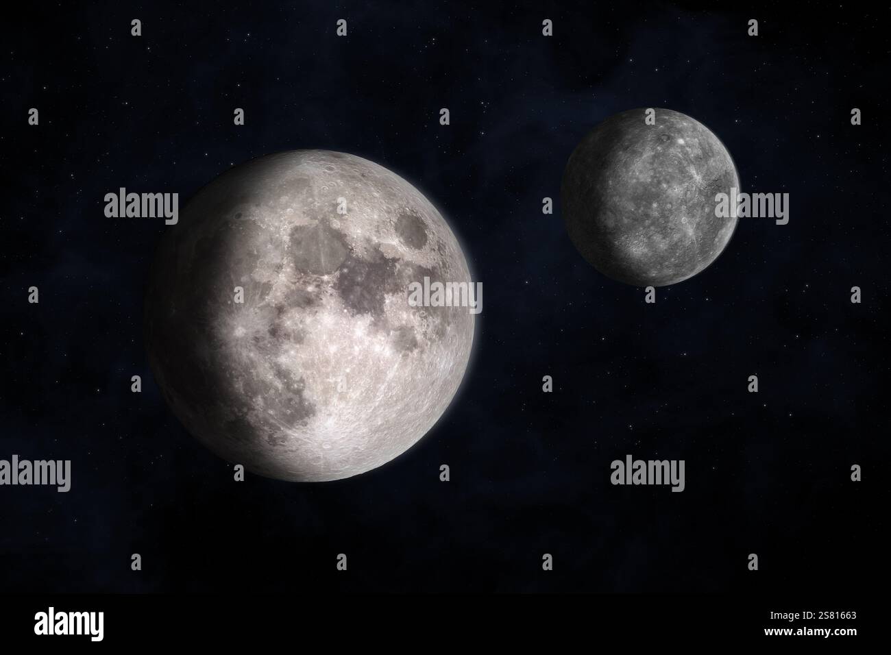 Conjunction Moon and Mercury. Meeting of the Mercury and Moon ...