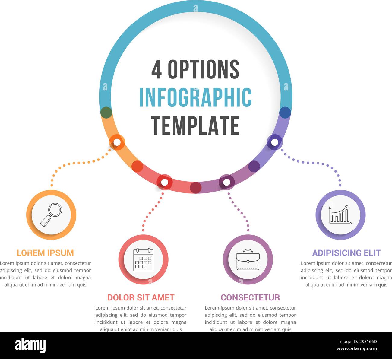 Infographic template with four steps or options, workflow, process ...