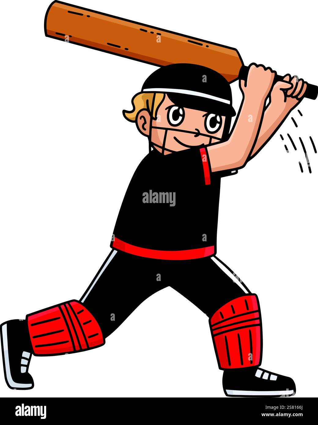 Cricket Player Swinging the Bat Cartoon Clipart Stock Vector Image ...