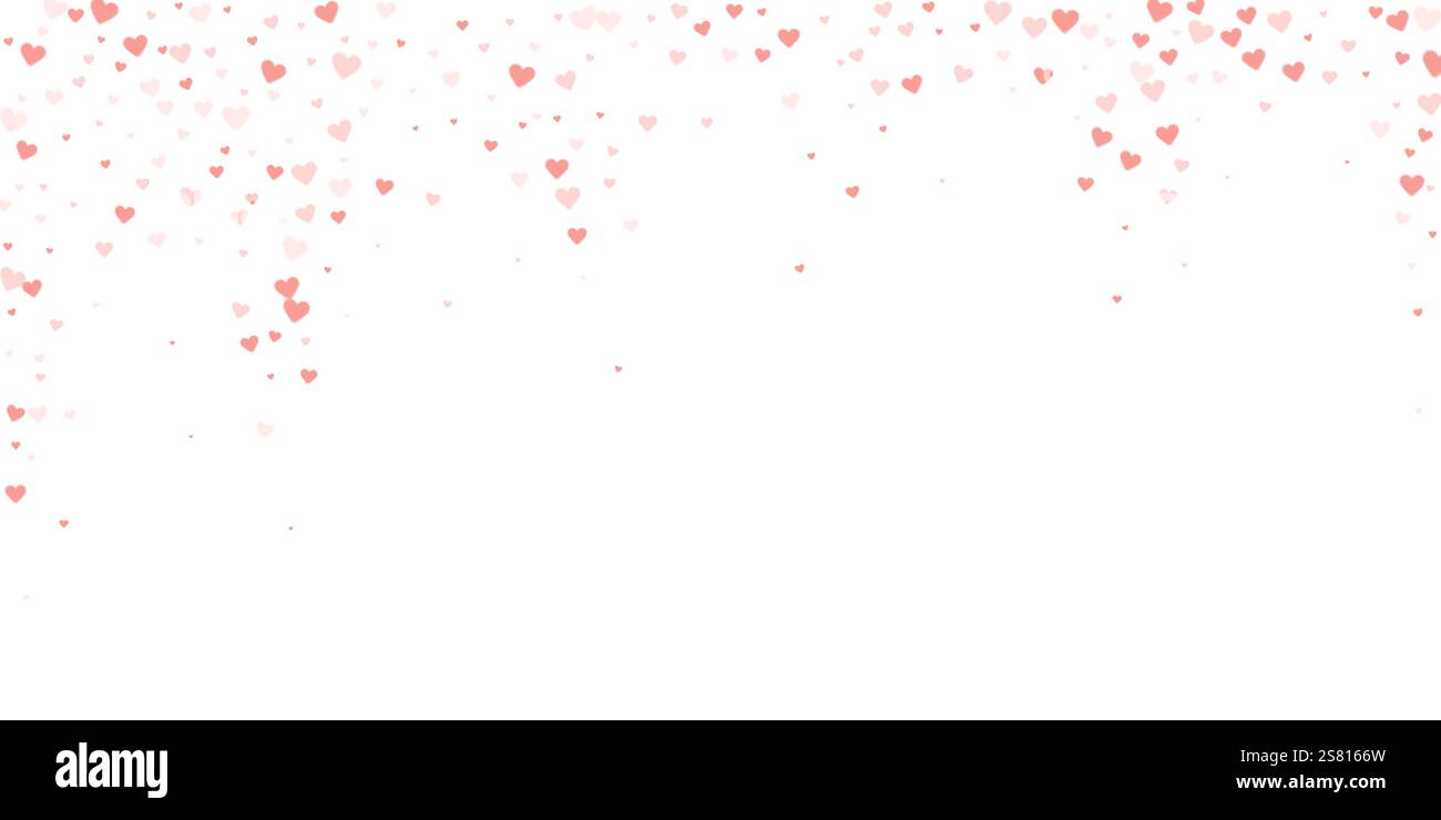 Falling hearts valentine card template. Red hearts scattered on white ...