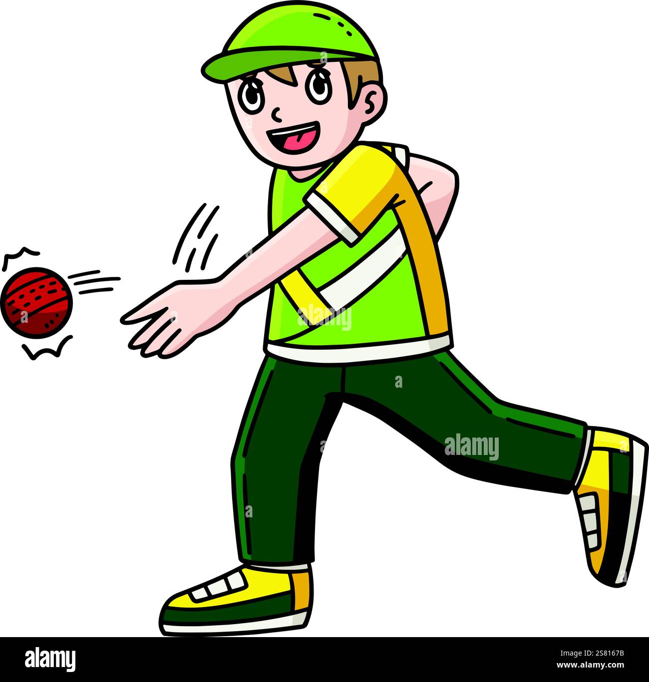 Cricket Fielder Throwing the Ball Cartoon Clipart Stock Vector Image ...