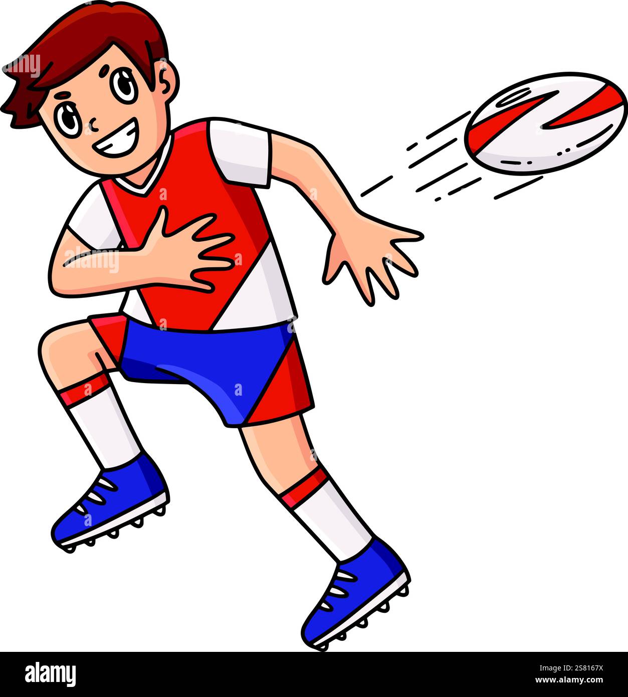 Rugby Player Passing the Ball Backwards Clipart Stock Vector Image ...