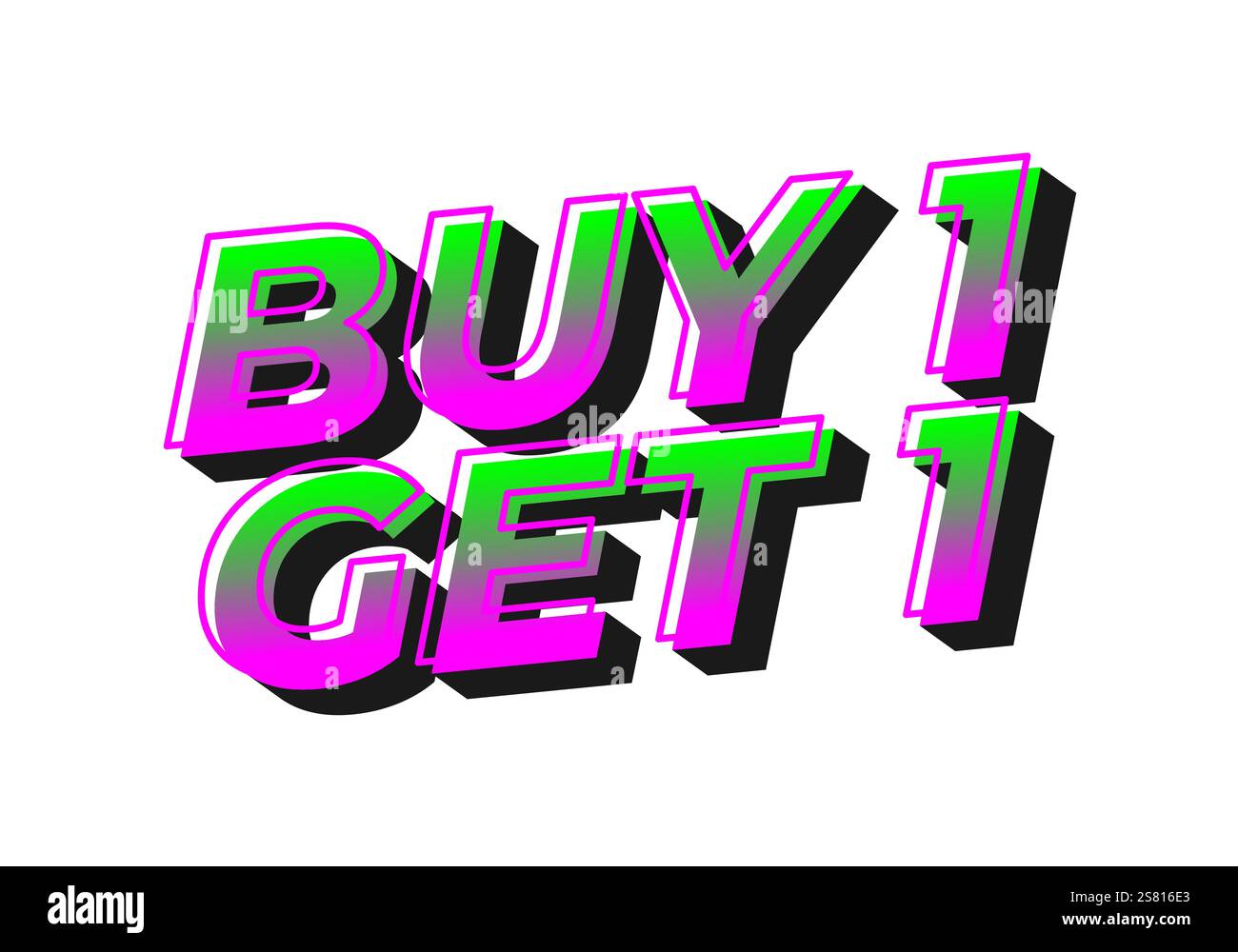 Buy 1 get 1. Text effect design in bold font for print or digital ...