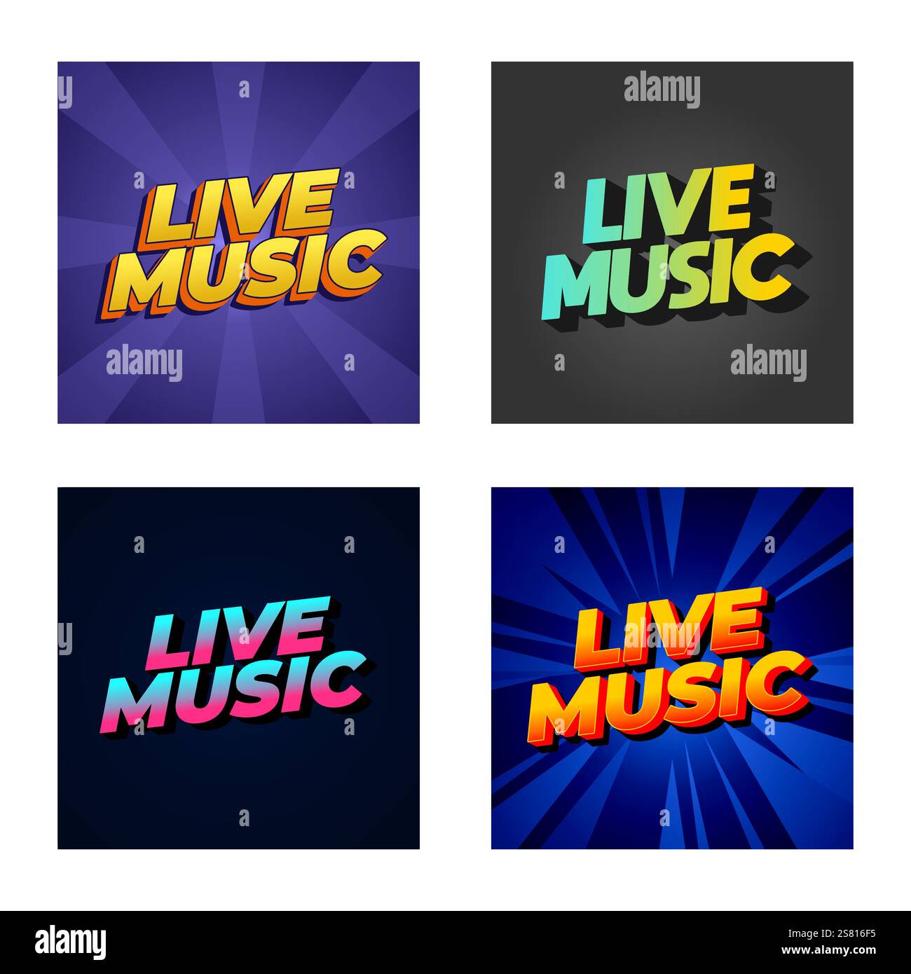 Live music. Text effect design in 3D style for social media marketing ...