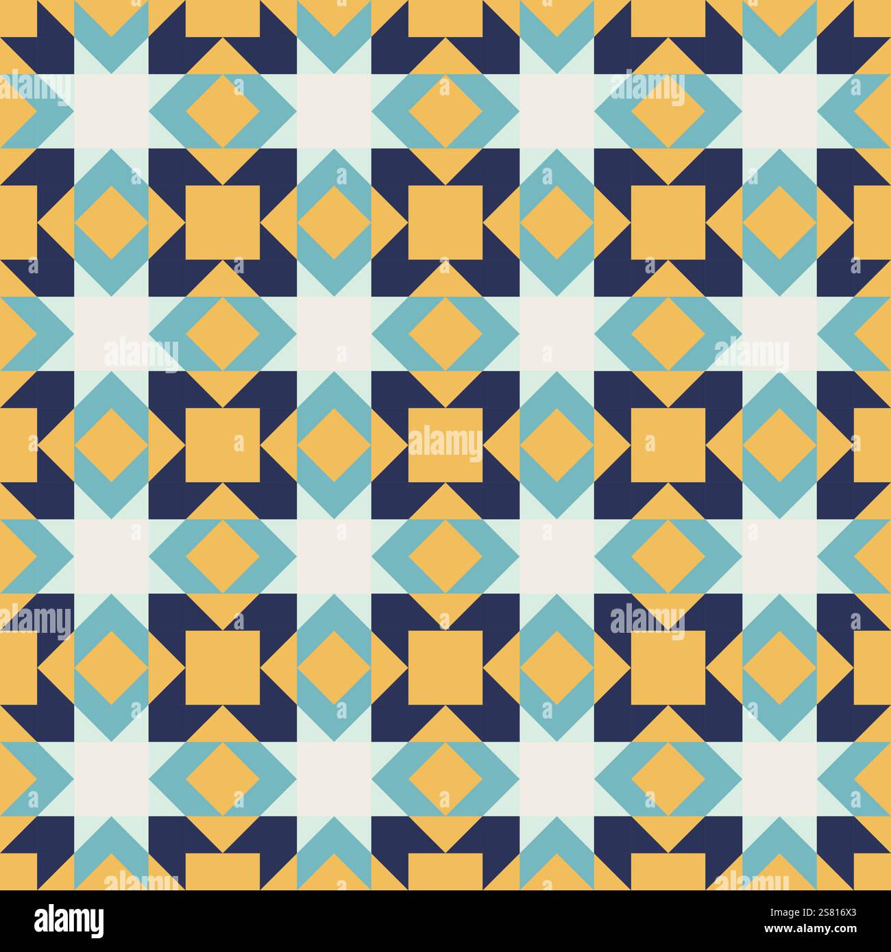 Geometric pattern with blue and yellow accents, seamless repeating ...