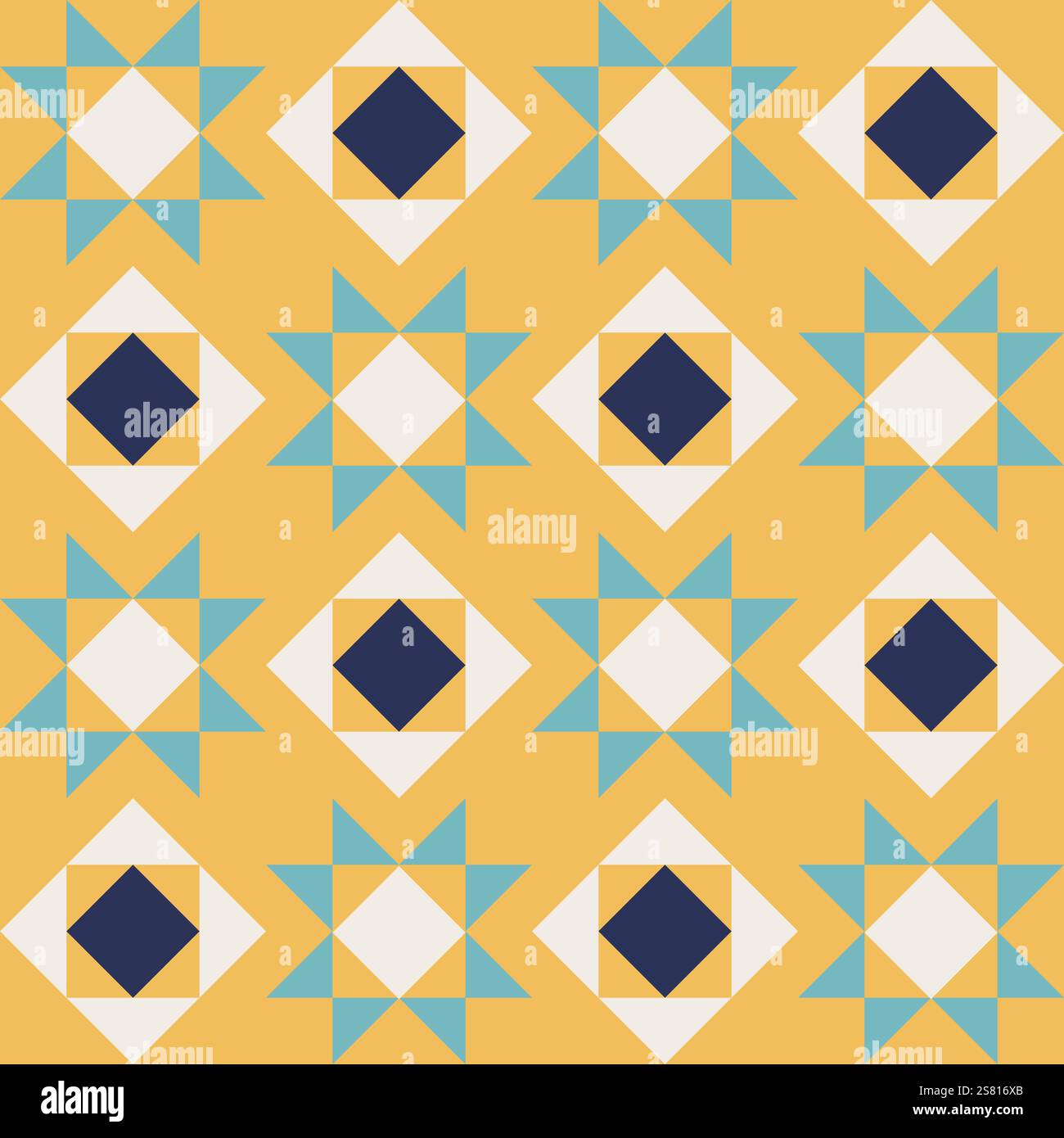Geometric pattern with blue and yellow accents, seamless repeating ...