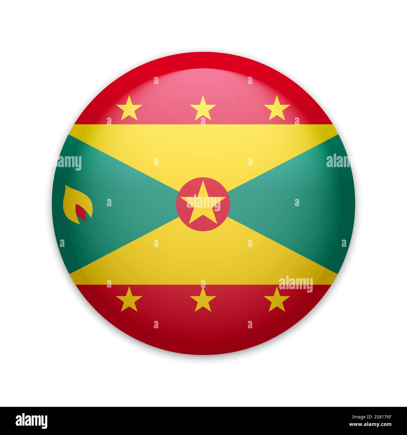 Grenada round badge icon. Grenada national flag button isolated on ...