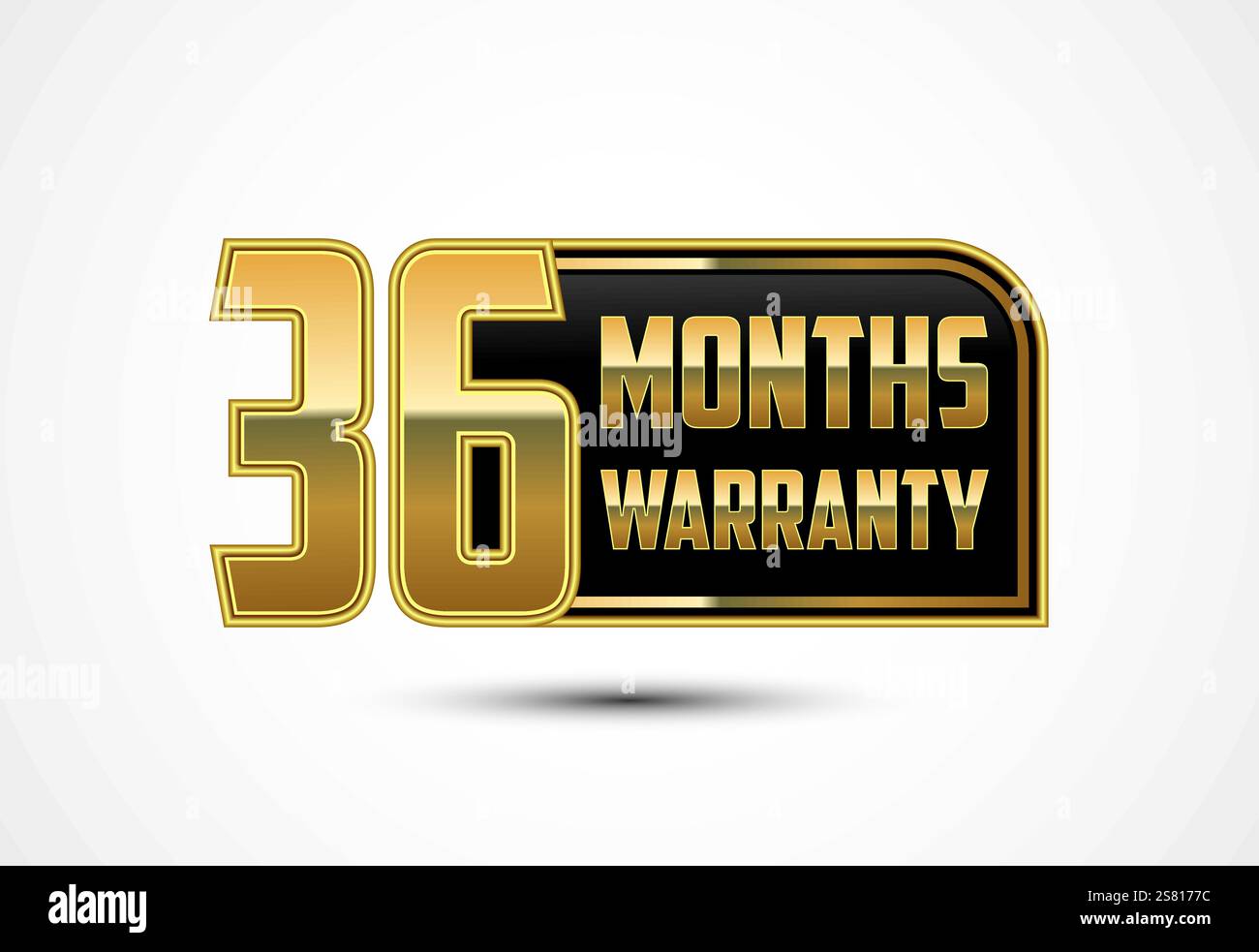 Luxury 36 months warranty label, badge, icon with gold and black color ...