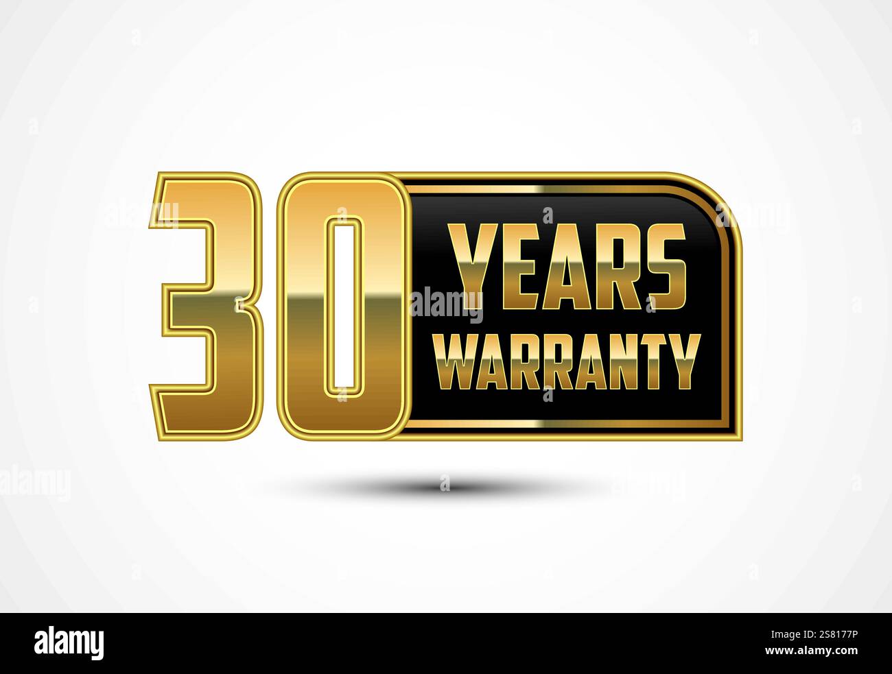 Luxury 30 years warranty label, badge, icon with gold and black color ...