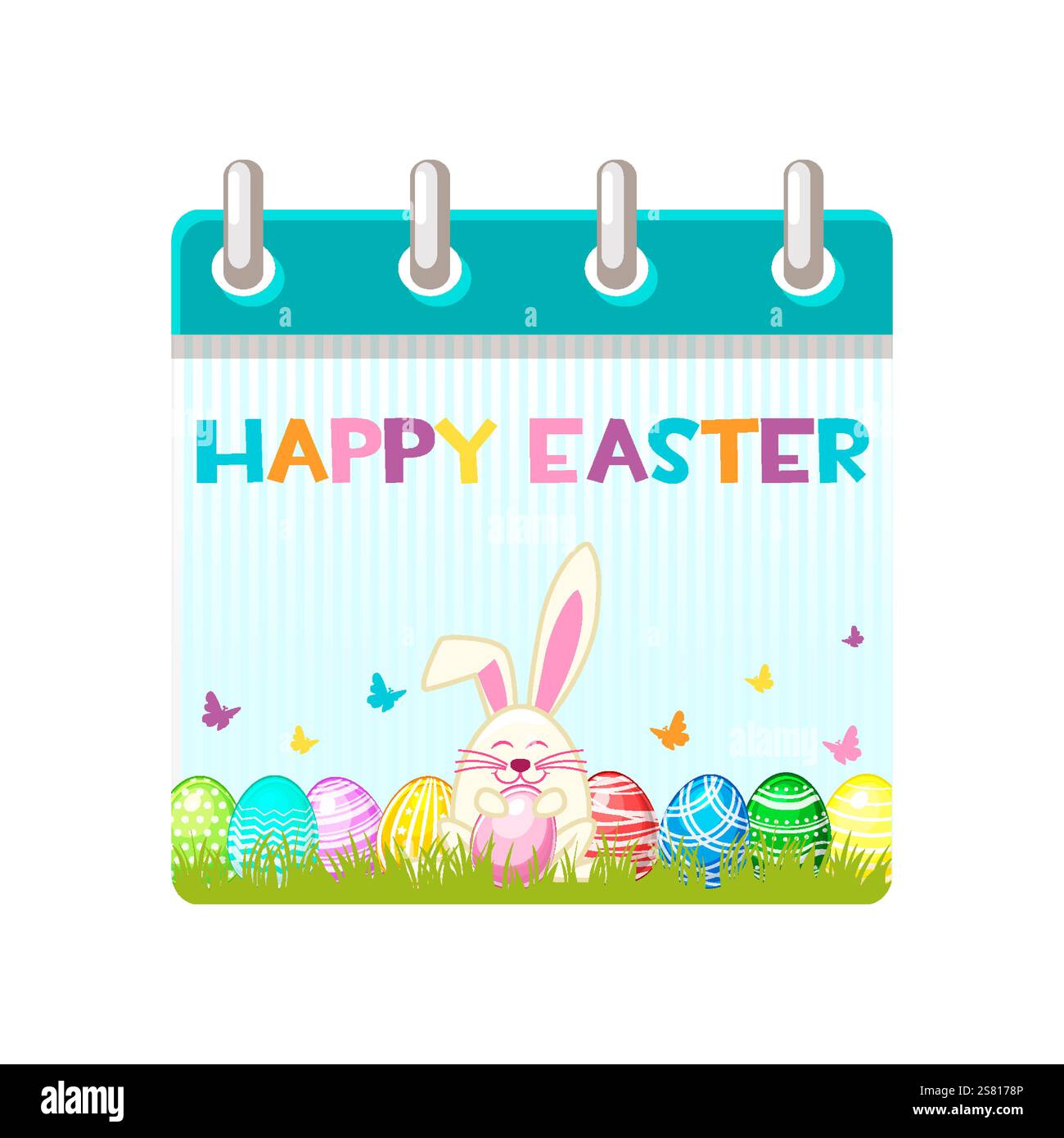 Calendar page for Easter Day with bunny and Easter eggs for your ...