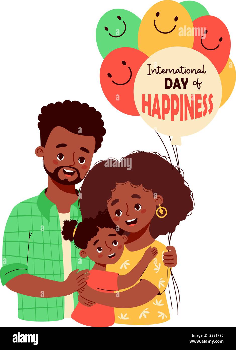 Day of Happiness. Happy African American family. Happy woman, man and ...