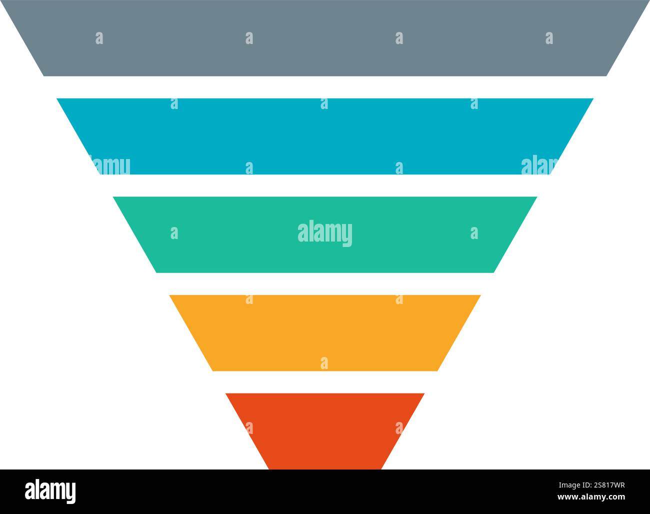 Sale marketing funnels set. Business pyramid template with five steps ...