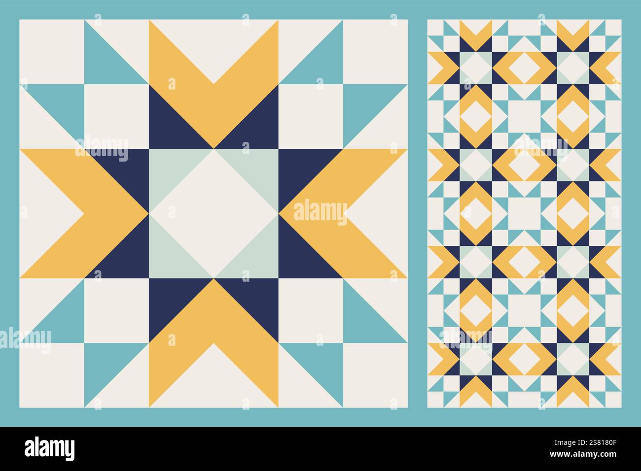 Quilt pattern squares triangles Stock Vector Images - Alamy