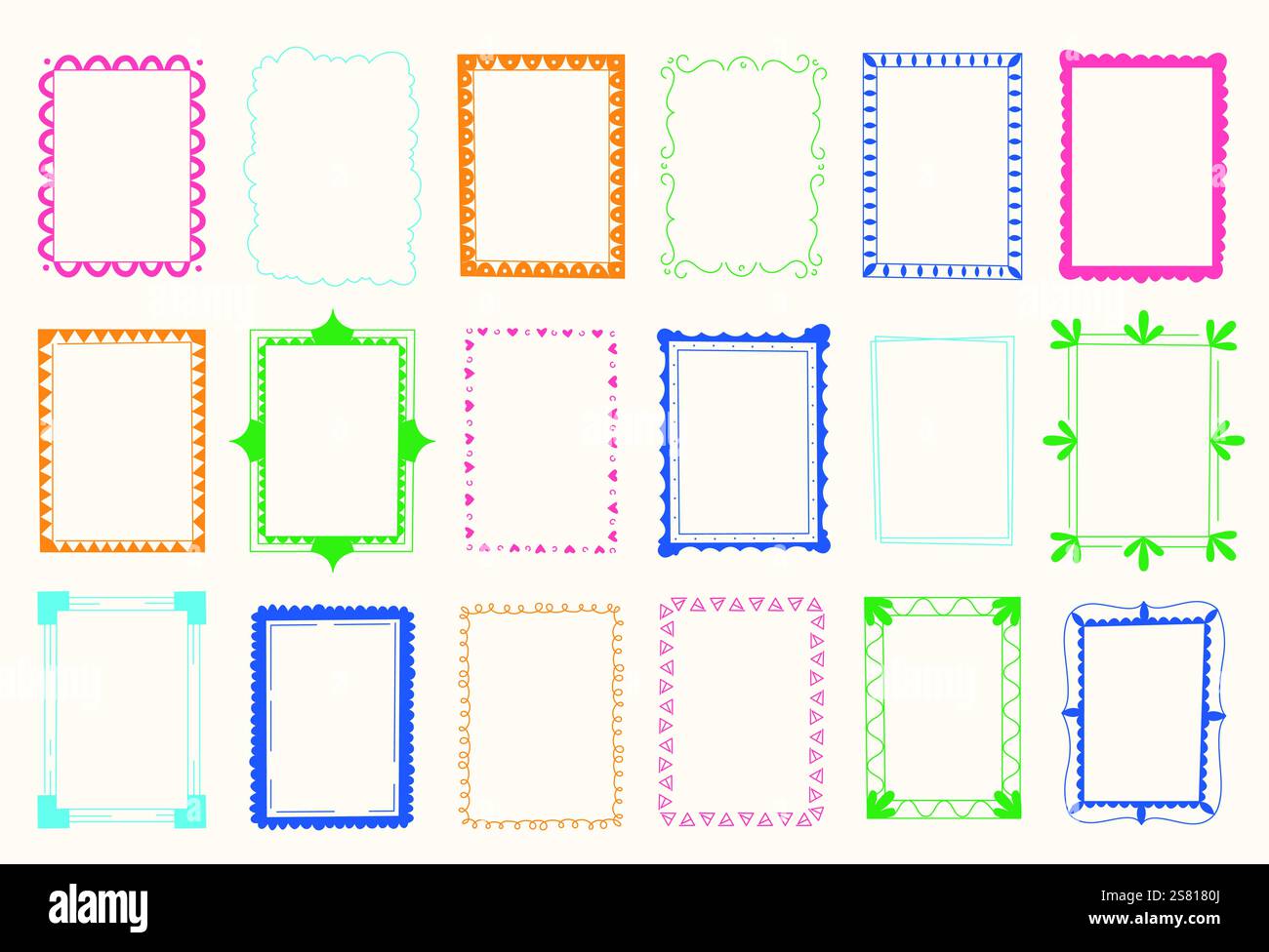 Cute kid doodle frames. Cartoon childish decorative photo picture ...